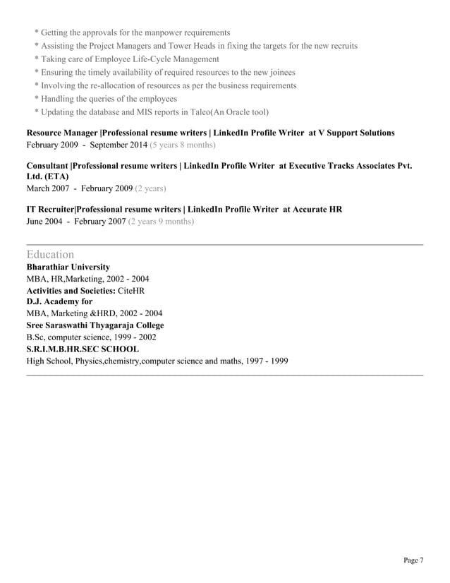 G s kumar professional resume-writer profile | PDF