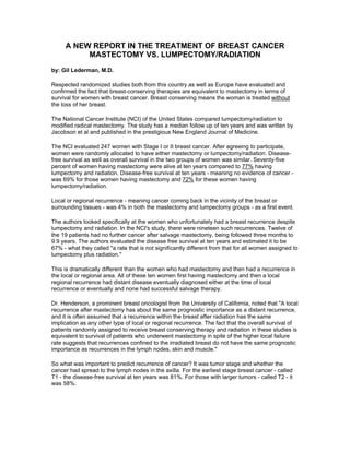 Report for treatment of breast cancer mastect | PDF