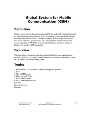 Basics of Gsm | PDF