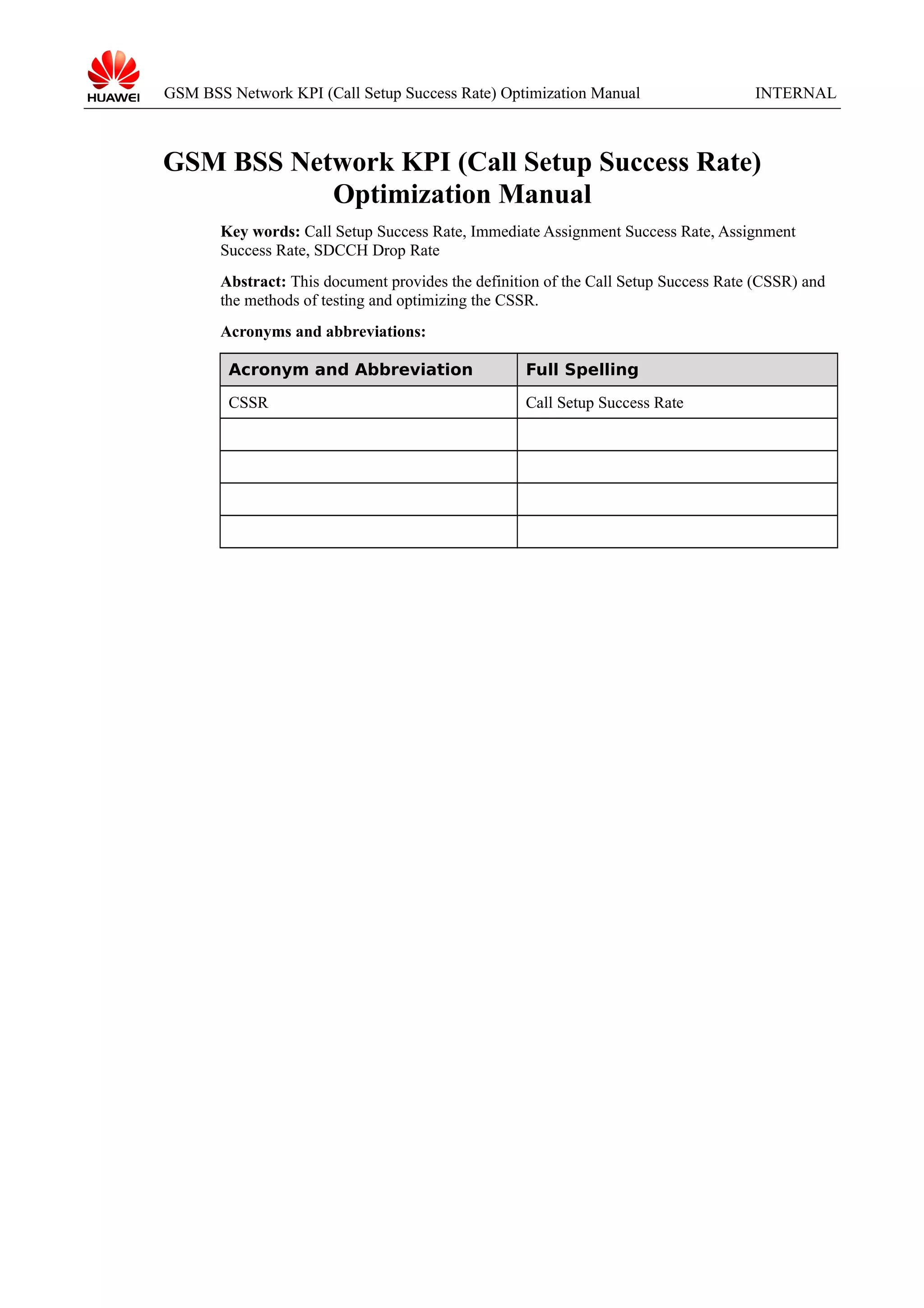Gsm bss-network-kpi-call-setup-success-rate-optimization-manual(cssr) | PDF