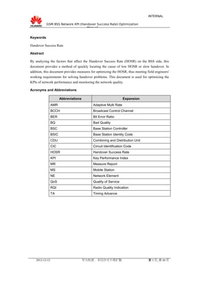 Gsm bss-network-kpi-handover-success-rate-optimization-manual(HSR) | PDF