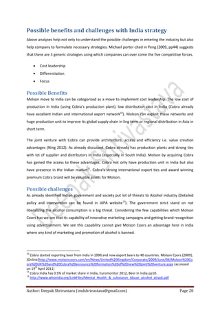 Analysis of Molson's India Entry Strategy | PDF
