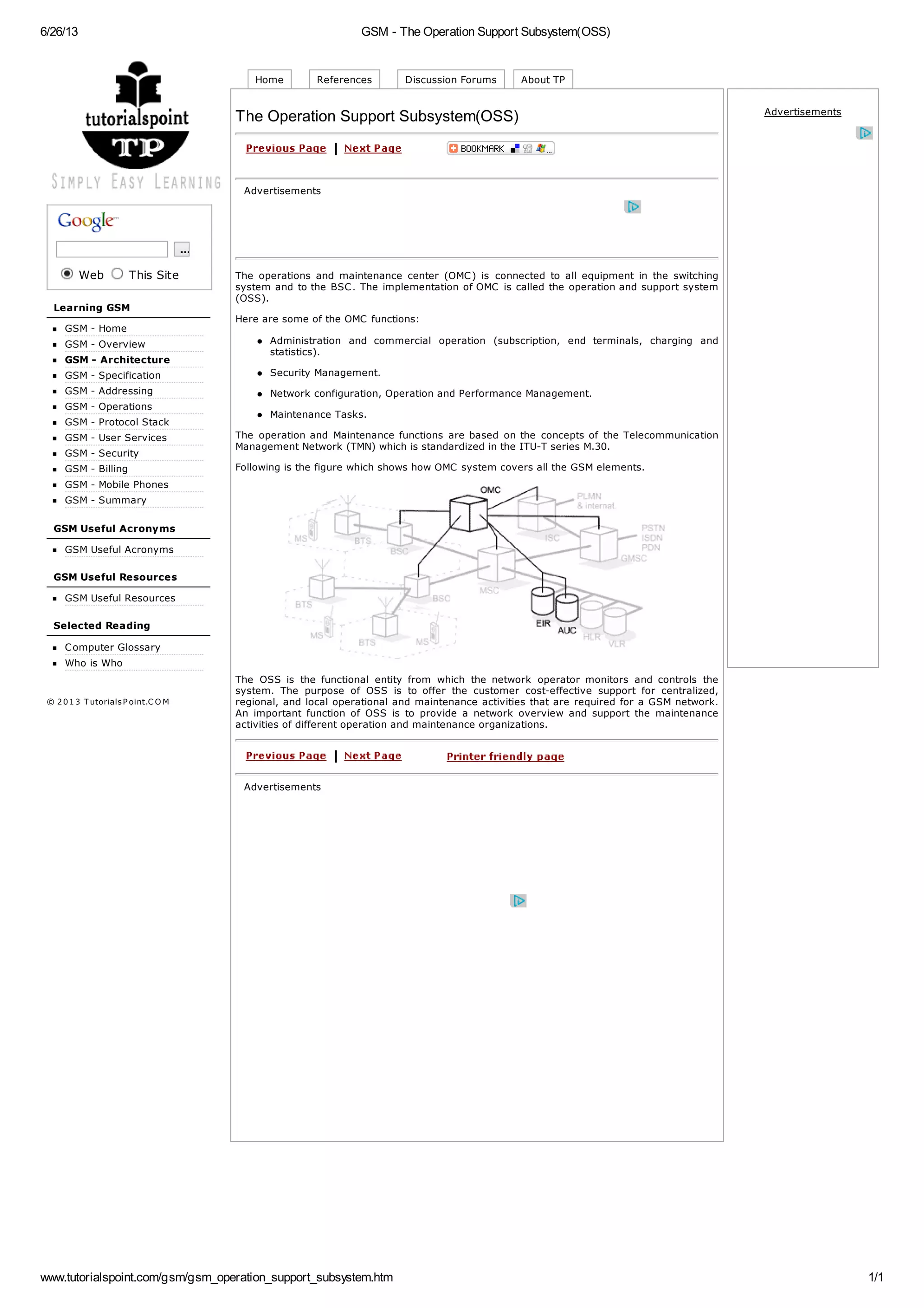 Gsm the operation support subsystem(oss) | PDF