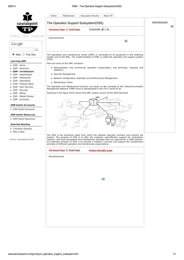 Gsm the operation support subsystem(oss) | PDF | Operating Systems | Computer Software and ...
