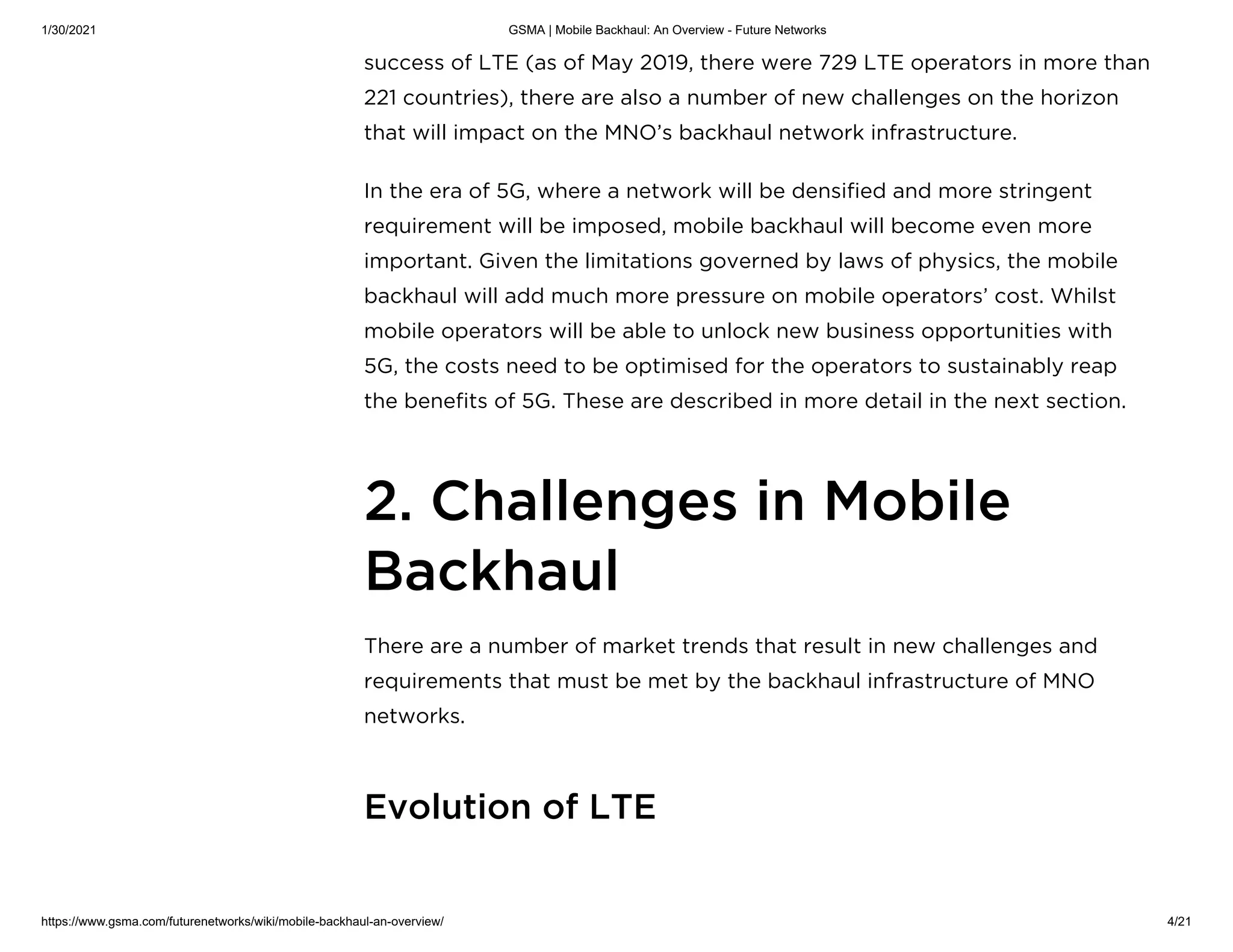Gsma mobile backhaul an overview - future networks | PDF