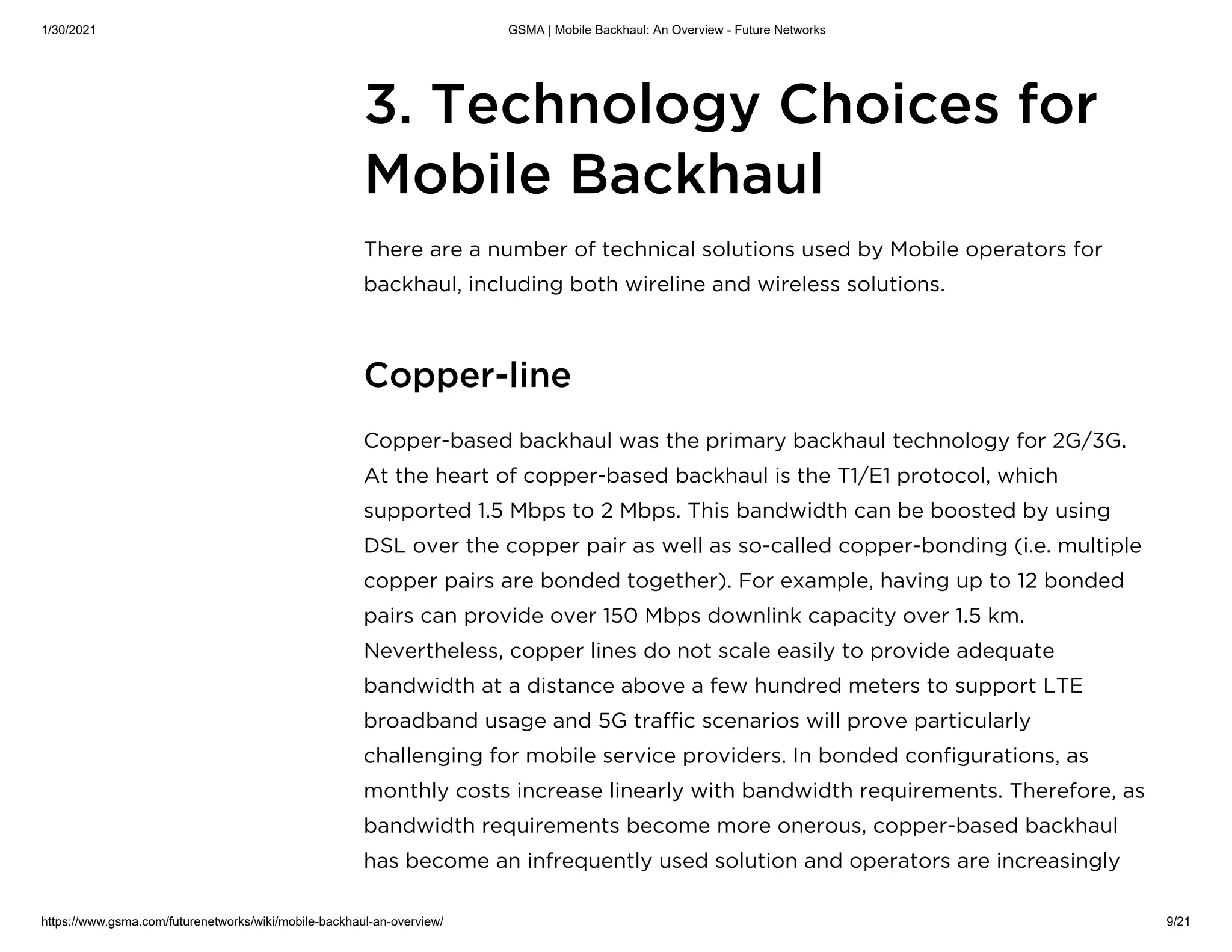 Gsma mobile backhaul an overview - future networks | PDF