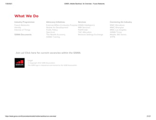 Gsma mobile backhaul an overview - future networks | PDF