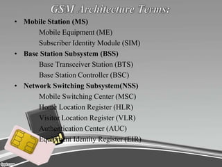 Gsm architecture and signalling techniques | PPTX