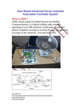 SMS(GSM)BASED HOME AUTOMATION SYSTEM PROJECTS-ECE/EEE/E&I/ICE | PDF
