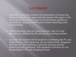 Gsm based home automation ppt | PPTX