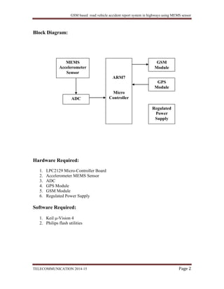 Gsm based road vehicle accident report system using mems sensor | PDF