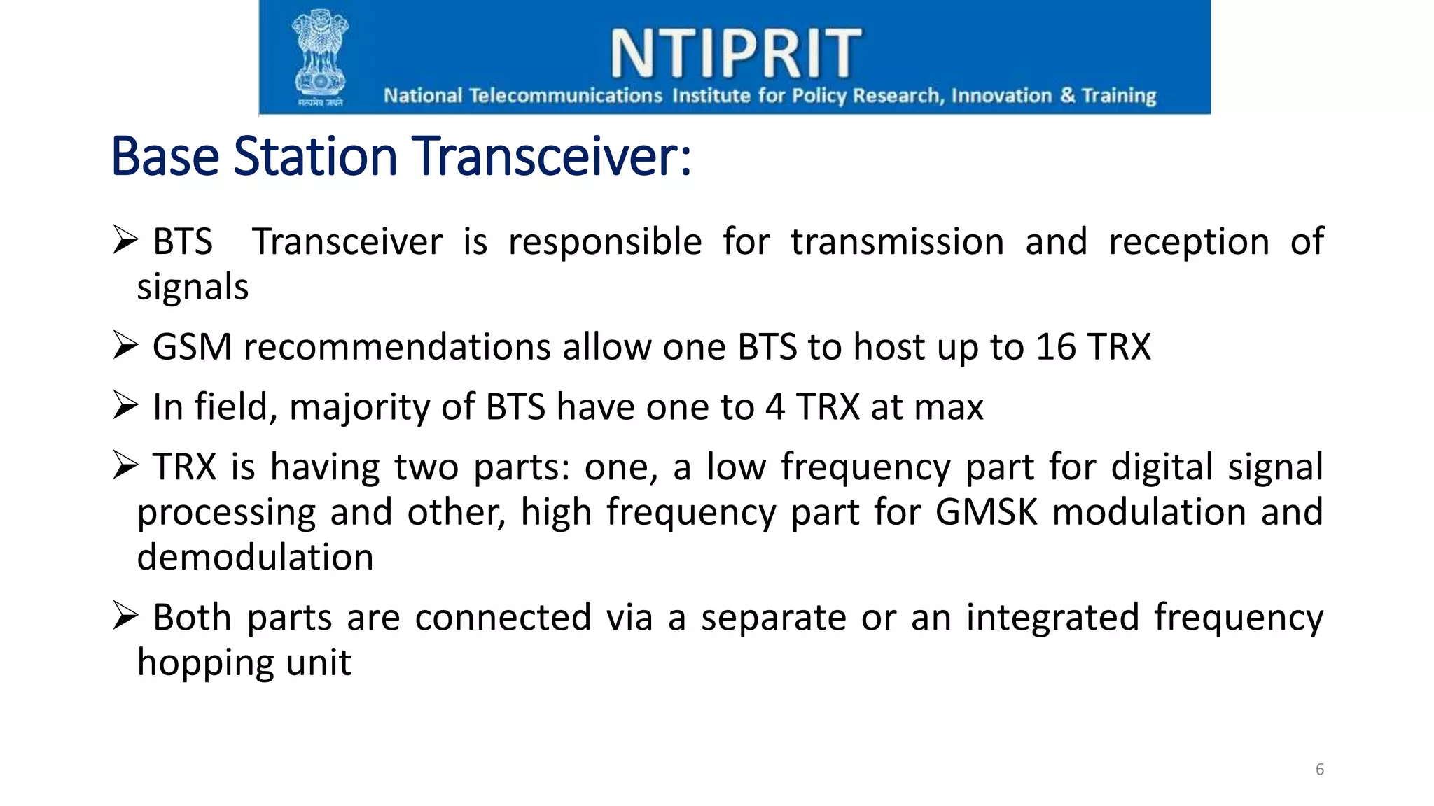GSM Base transceiver station | PPTX | Computer Networking | Computing