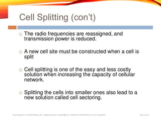 Techniques of Improving Cell Capacity and Coverage & Hand off/Handover ...