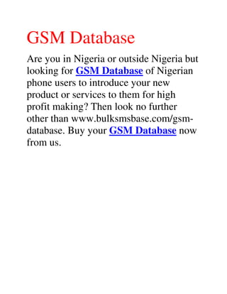 Gsm database | PDF