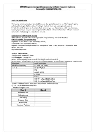 Gsm dt reports making tutorial | PDF