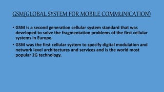 Gsm(global system for mobile communication) (2) | PPT