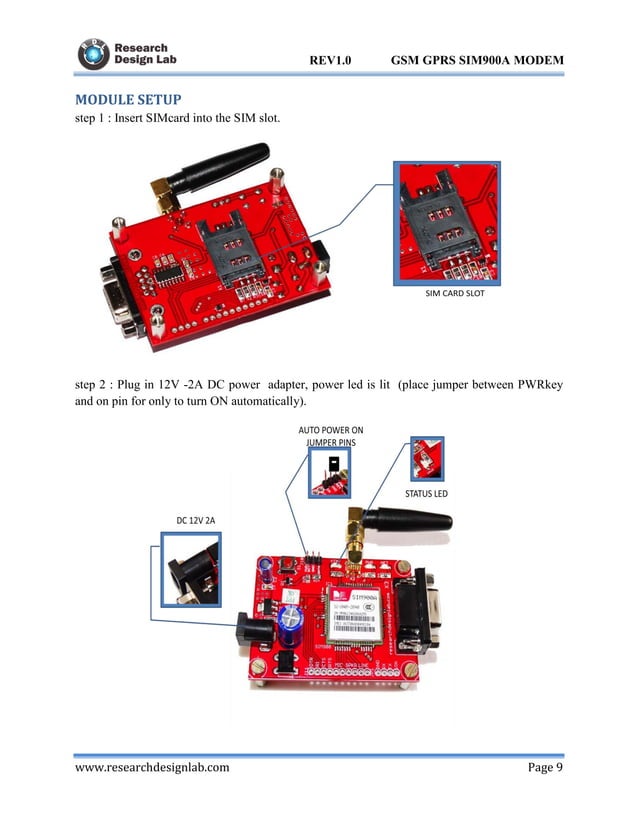 GSM GPRS SIM900A Module with Stub Antenna and SMA Connector | PDF