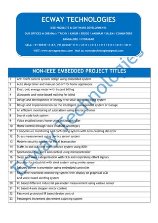 Gsm, gps, zigbee, rfid, robotics, bluetooth, voice based embedded projects | PDF