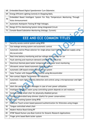 Gsm, gps, zigbee, rfid, robotics, bluetooth, voice based embedded projects | PDF