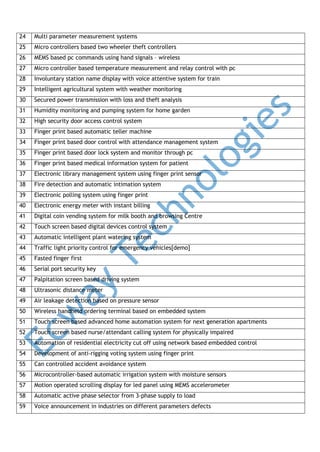 Gsm, gps, zigbee, rfid, robotics, bluetooth, voice based embedded projects | PDF