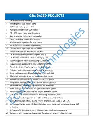 Gsm, gps, zigbee, rfid, robotics, bluetooth, voice based embedded ...