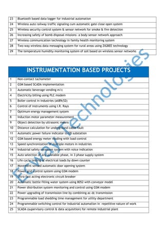 Gsm, gps, zigbee, rfid, robotics, bluetooth, voice based embedded projects | PDF