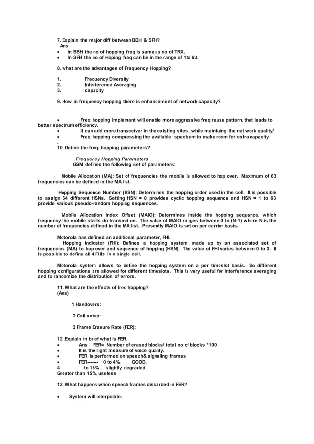 Gsm interview question answer | DOCX | Telecommunications Industry ...