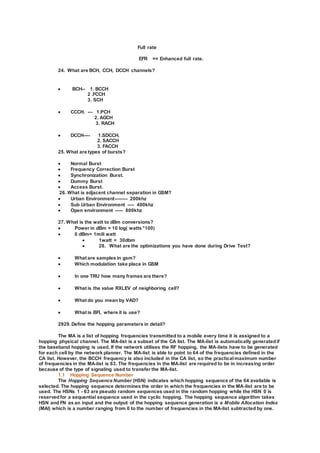 Gsm interview question answer | DOCX | Telecommunications Industry ...