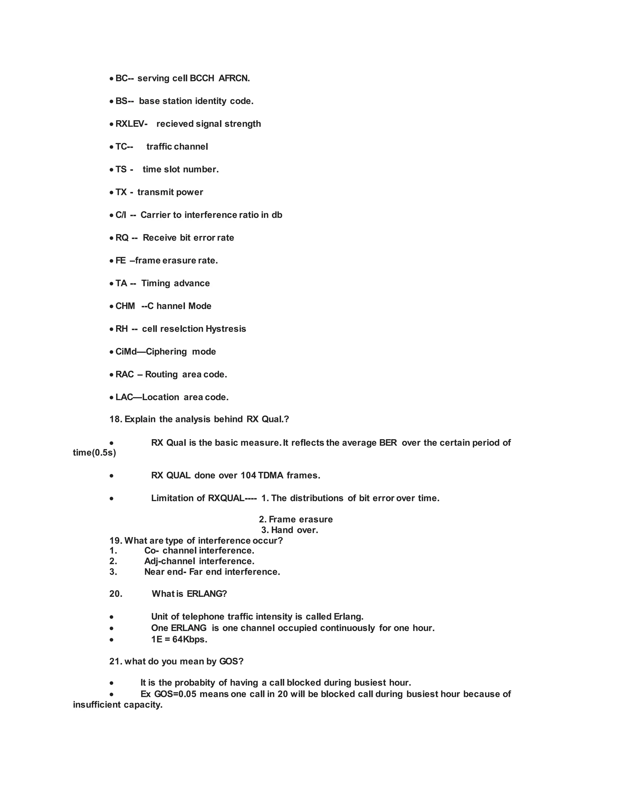 Gsm interview question answer | PDF