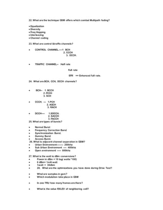 Gsm interview question answer | PDF