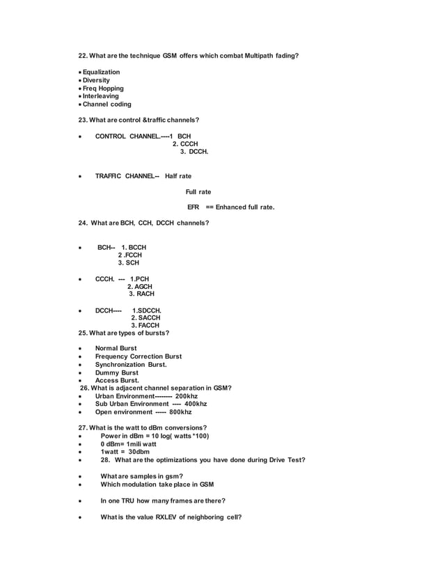 Gsm interview question answer | PDF