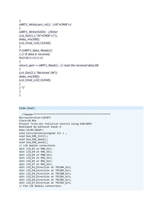 Gsm modem interfacing with pic microcontroller | DOCX | Computing | Technology & Computing