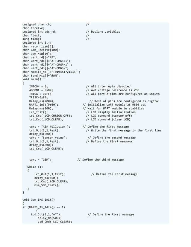 Gsm modem interfacing with pic microcontroller | DOCX | Computing | Technology & Computing