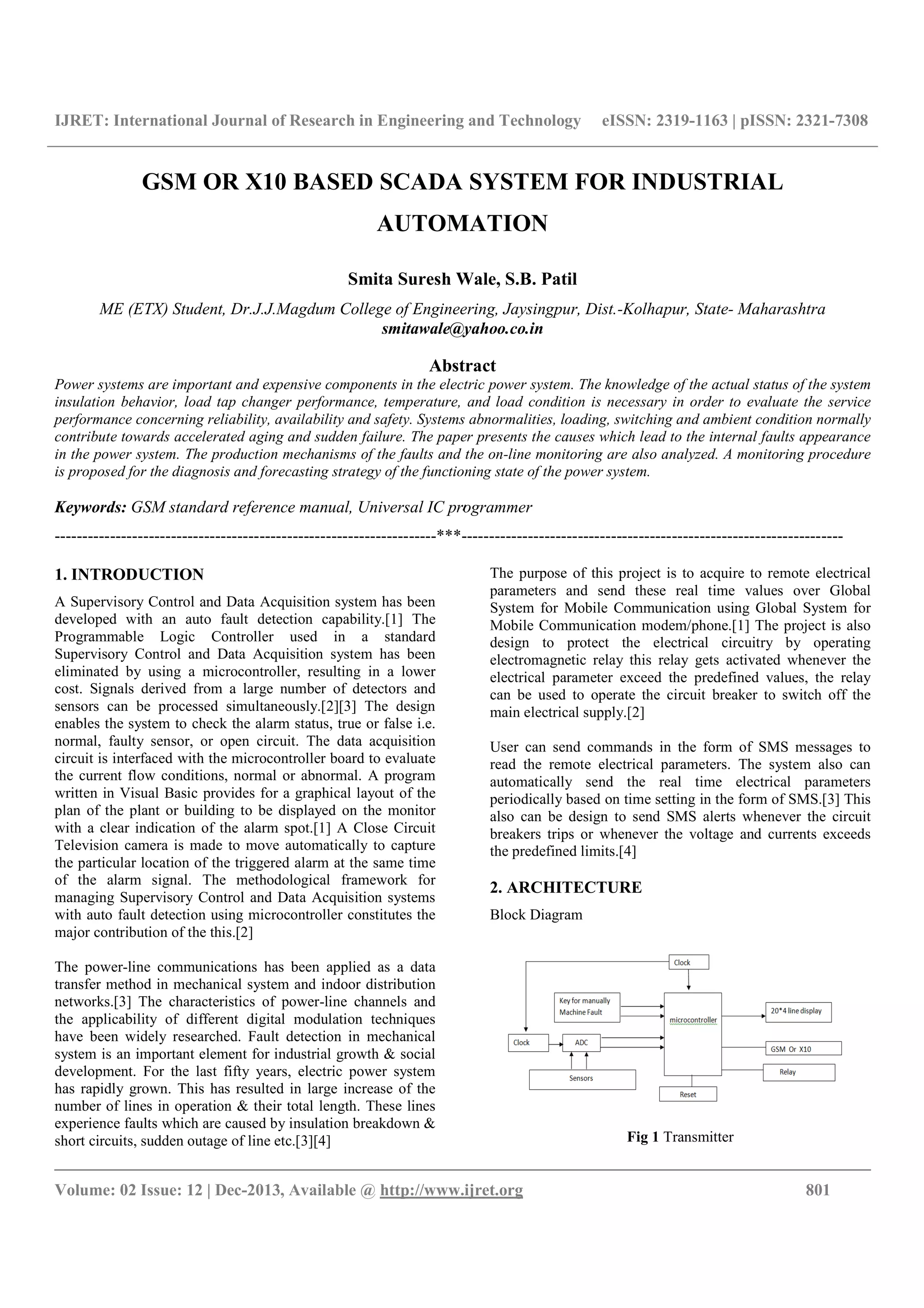 Gsm or x10 based scada system for industrial | PDF