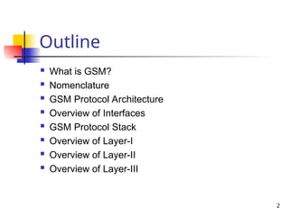 GSM_Protocol StackWhat is GSM? Nomenclature GSM Protocol Architecture ...