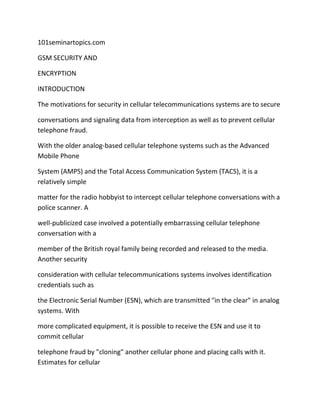 Gsm security and encryption | PDF