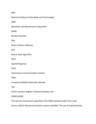 Gsm security and encryption | PDF