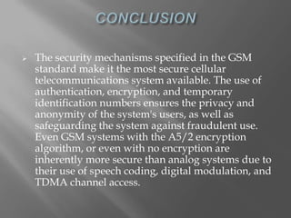 Gsm security and encryption | PPTX