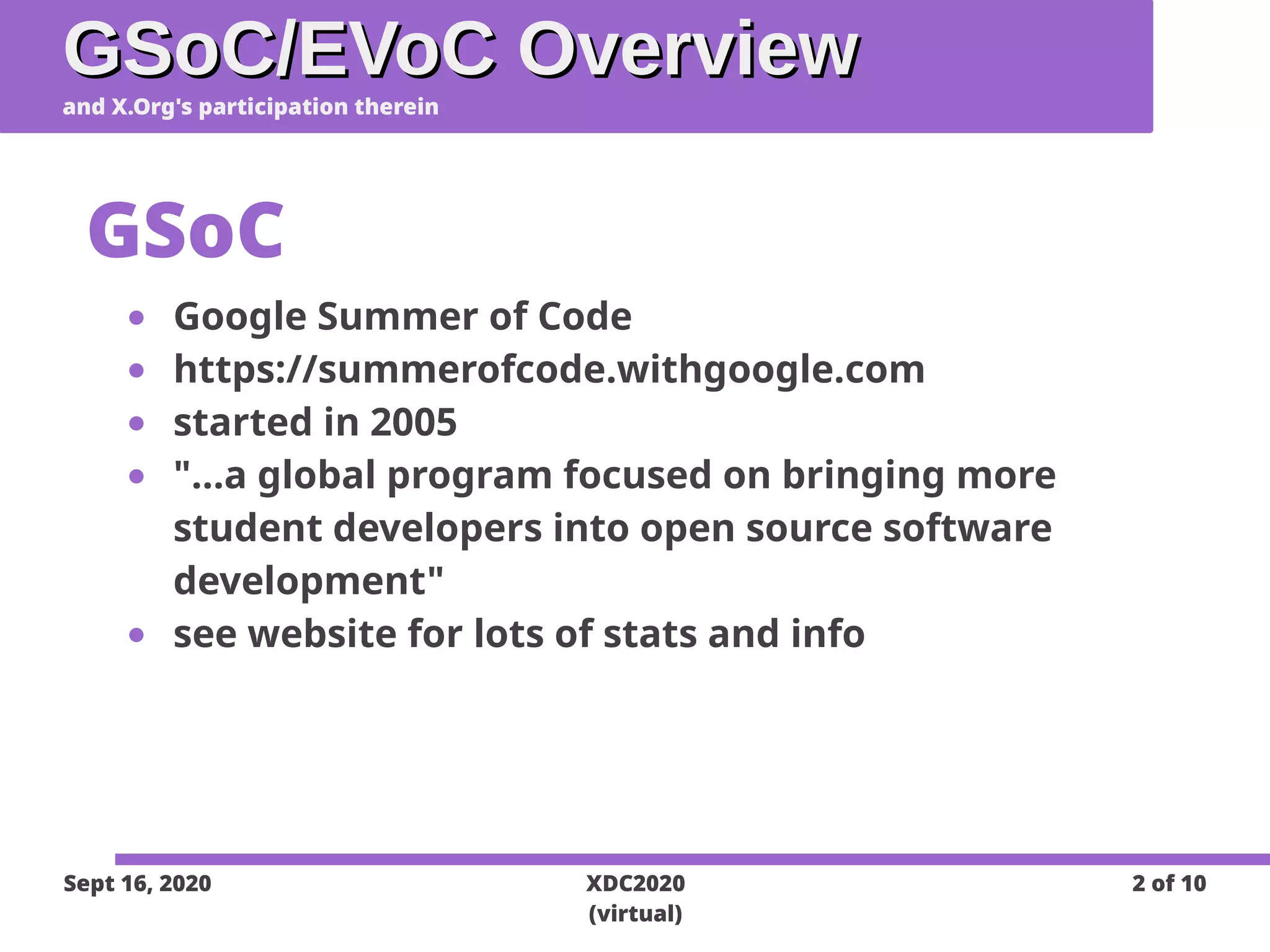 GSoC/EVoC Overview | PDF