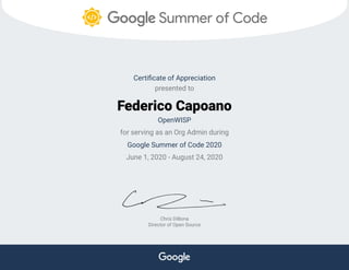 Google Summer of Code Certificate 2020 | PPT