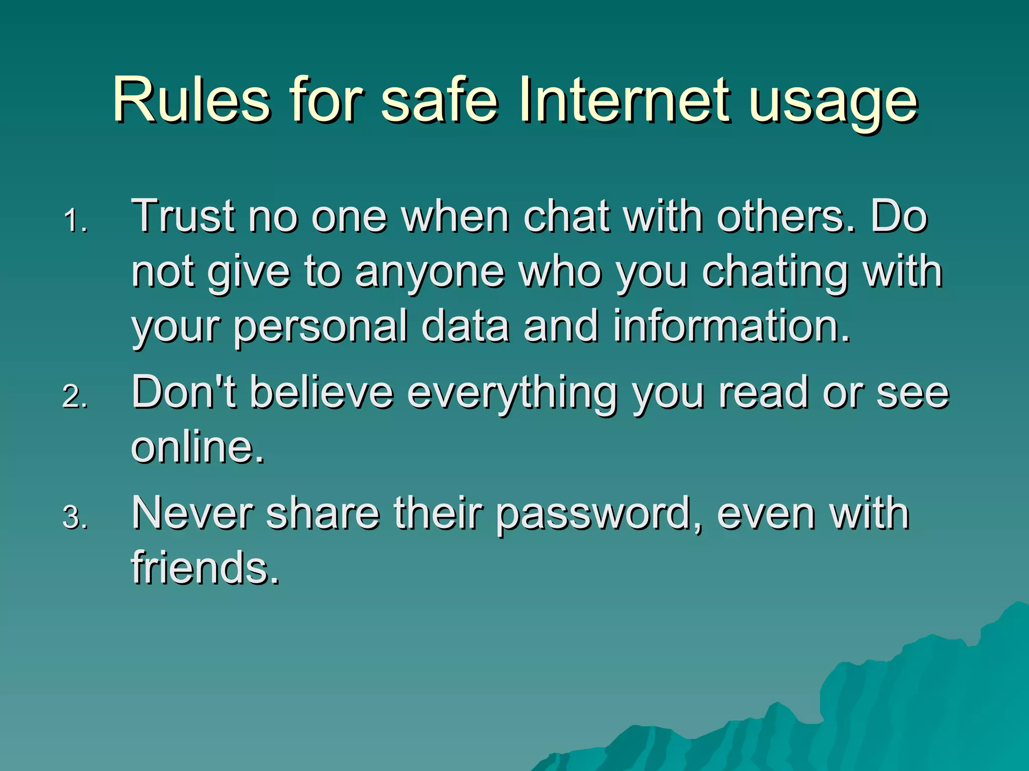 Ten rules for teens safe Internet usage | PPT
