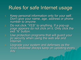 Ten rules for teens safe Internet usage | PPT