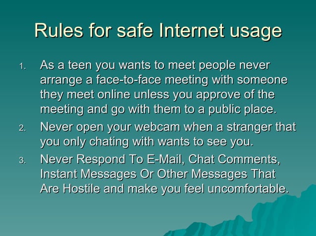 Ten rules for teens safe Internet usage | PPT
