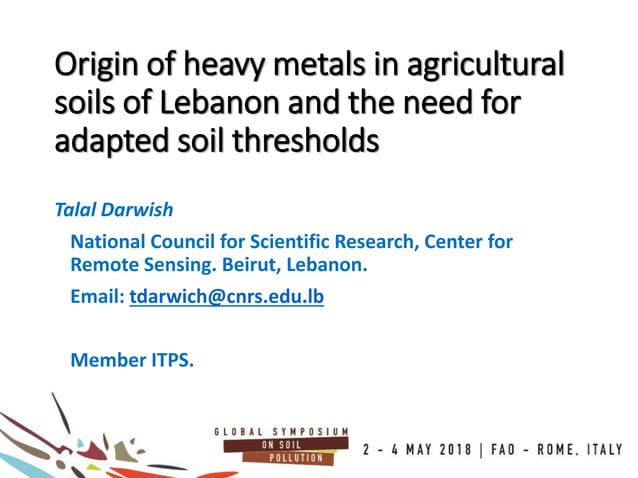 Status of heavy metals in agricultural soils and the need for adapted ...