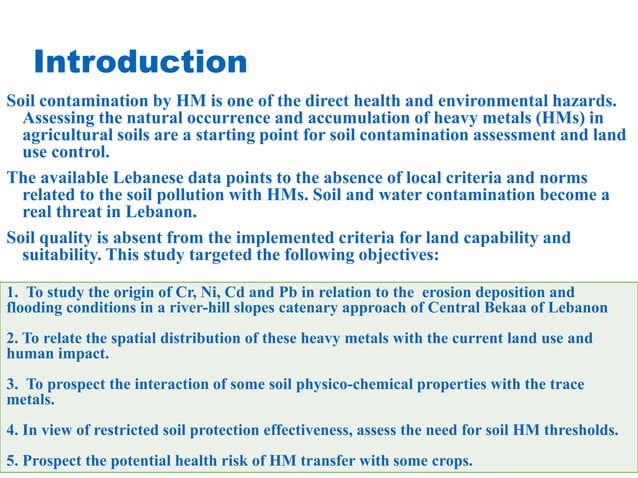 Status of heavy metals in agricultural soils and the need for adapted ...