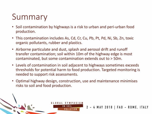 Contamination of agricultural soil by highways in urban and peri-urban ...