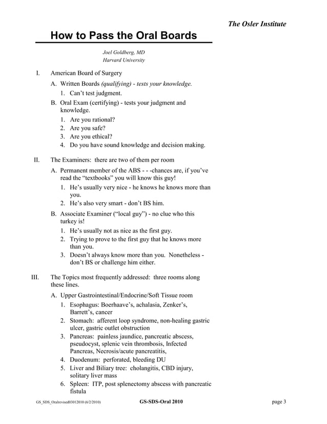 Gs oral sample | PDF