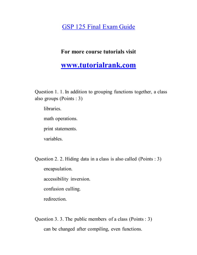 GSP 125 Effective Communication/tutorialrank.com