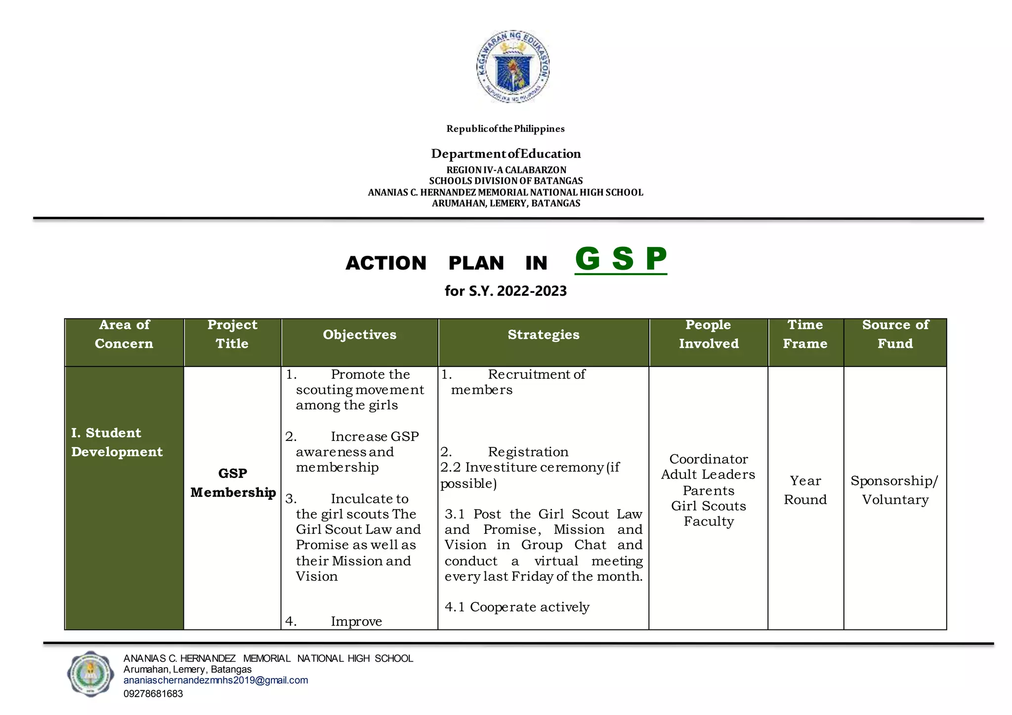 GSP Action Plan SY '22-'23.docx