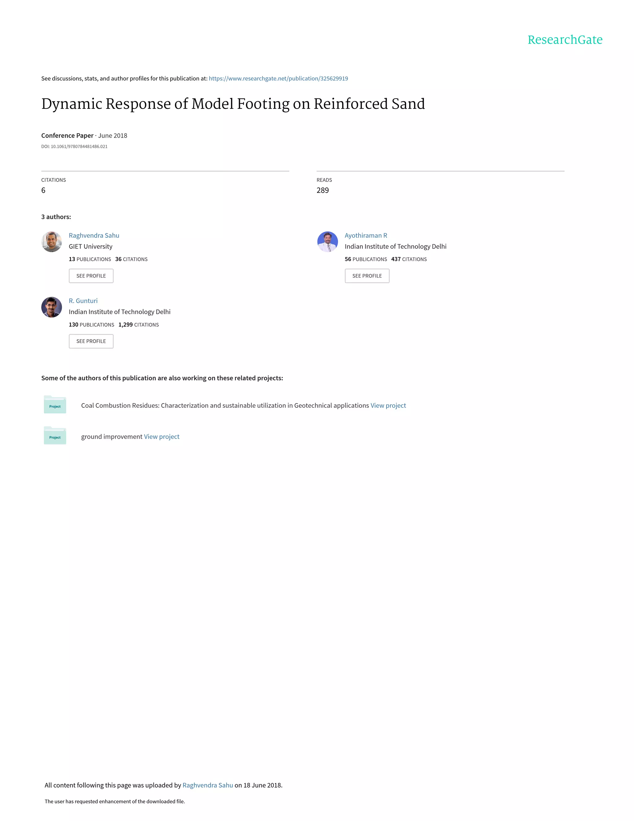 Gsp dynamic responseofmodelfootingonreinforcedsand | PDF